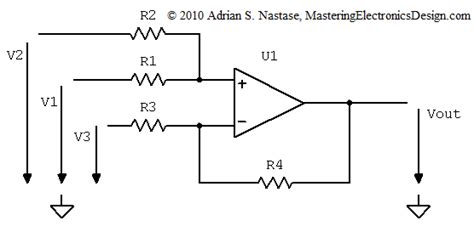 A Summing And Differential Amplifier With One Op Amp Mastering