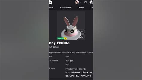 Limited Ugc Item How To Get Bunny Fedora Roblox 2023