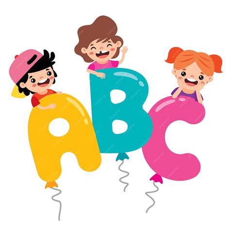 Niños De Dibujos Animados Posando Con La Letra Del Alfabeto Vector