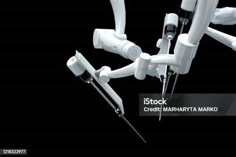 로봇 외과 의사 로봇 장비 어두운 배경에 고립 된 조작자 기술 의학의 미래 수술 3d 렌더링 3d 그림 로봇공학에 대한 스톡 사진 및 기타 이미지 Istock