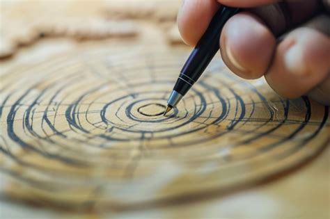 A Closeup Shot Of A Hand Drawing Concentric Circles On A Piece Of Paper