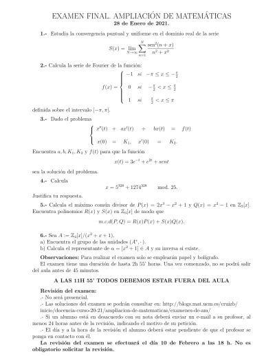 Examen Final Ampliaci ´ On De Matem ´ Aticas