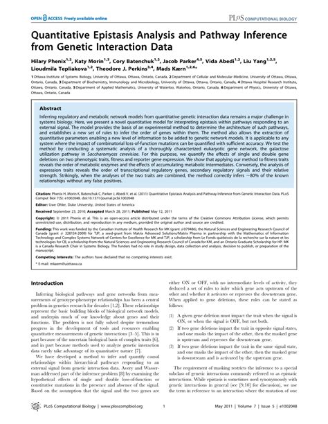 Pdf Quantitative Epistasis Analysis And Pathway Inference From