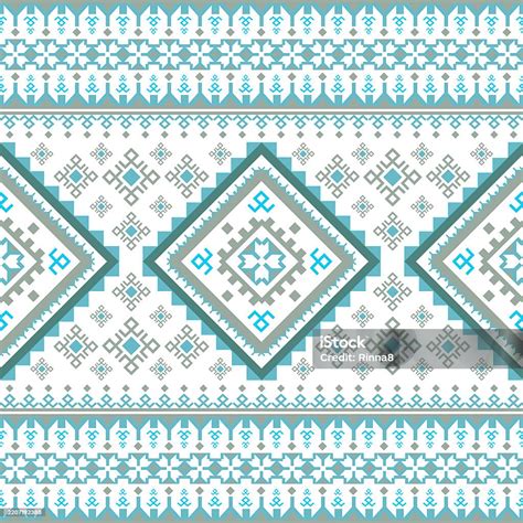 기하학적 인 민족 완벽 한 패턴 아메리카 원주민 부족 직물 타일 벡터 일러스트 레이 션 디자인 동양 전통 밝은 파란색 회색 흰색 배경 벽지 0명에 대한 스톡 벡터 아트 및