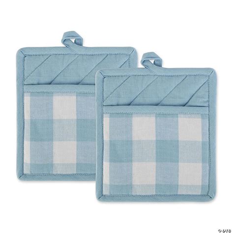 Buffalo Check Ktichen Textiles 9x8 White And Light Blue 2 Pieces Oriental Trading