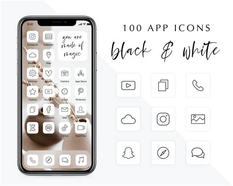 Black And White IOS App Icons IOS App Covers App Etsy