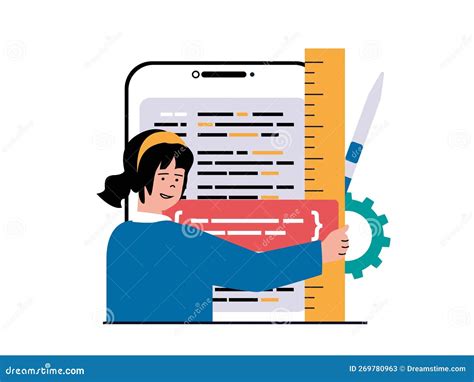 Programming Software Concept With Character Situation Stock Vector