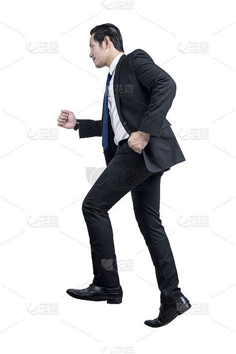 亚洲商人，一个奔跑的表情