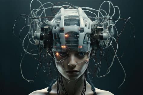 Premium Photo A Woman With A Head Full Of Wires And Wires A Braincomputer Interface Enhancing