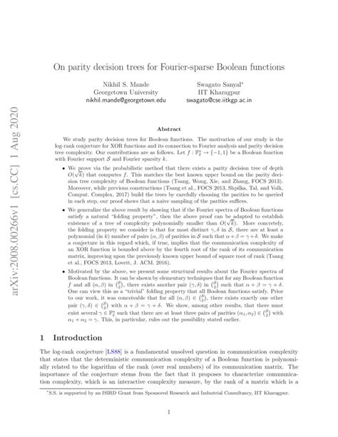 On Parity Decision Trees For Fourier Sparse Boolean Functions Deepai