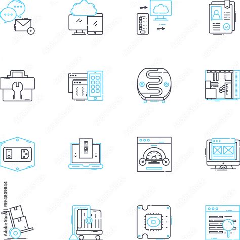 Data Intelligence Linear Icons Set Analytics Insights Predictions Trends Visualization