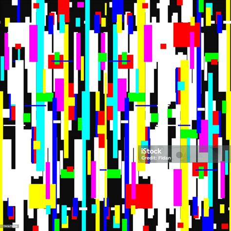 벡터 Tv 화면 기술 스타일 배경입니다 왜곡 결함 효과 디자인 직물 섬유 광고 배너에 대 한 미래의 기하학적 패턴입니다 가리기에 대한 스톡 벡터 아트 및 기타 이미지