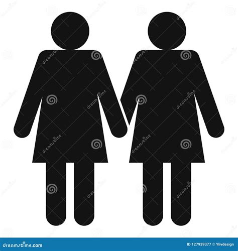 Unicona Di Due Lesbiche Delle Ragazze Stile Semplice Illustrazione Di