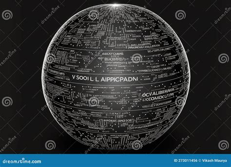Big Data Sphere Visualization With Text Hud Wireframe Mesh Sphere With