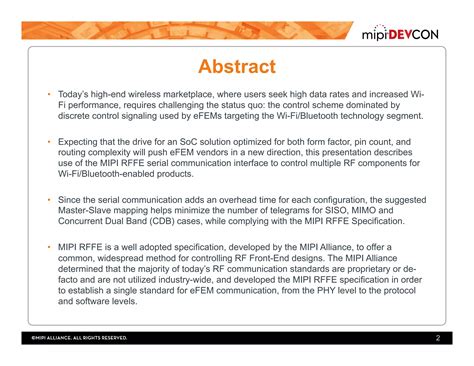 Mipi Devcon 2016 Mipi Rffe Challenging The Wifibluetooth Status Quo