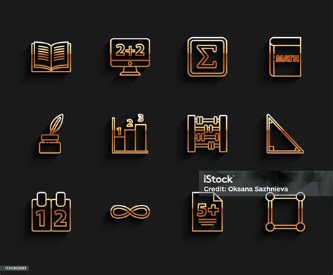 라인 수학 함수 코사인 함수 수학 기호 방정식 솔루션 계산기 다이어그램이 있는 칠판 그래프 일정 차트 달력 및 아이콘을 설정합니다 벡터 0명에 대한 스톡 벡터 아트 및 기타