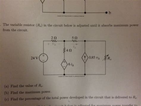the variable resistor ro in the circuit below is