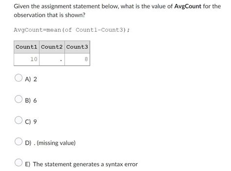 Solved Given The Assignment Statement Below What Is The