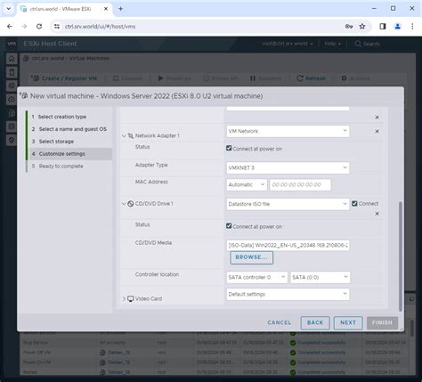 VMware ESXi Create Virtual Machines Server World