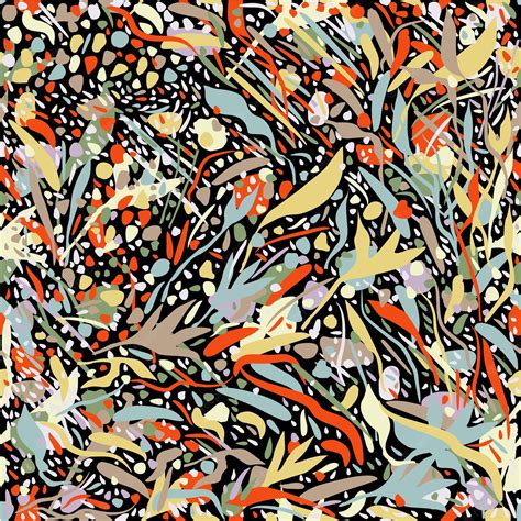 Premium Vector Vector Seamless Abstract Floral Pattern Colorful Foliage On Black Background
