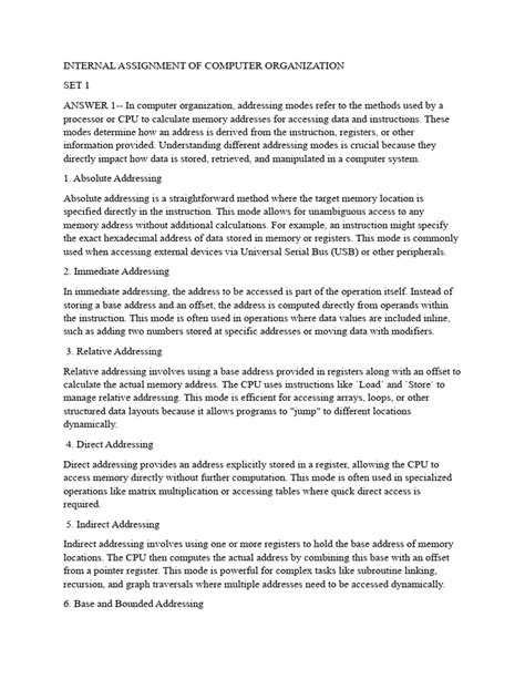 Computer Organization Assignment Pdf Central Processing Unit