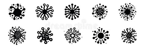 Set Of Bacteria Superbugs And Viruses Icons Isolated Stock Vector