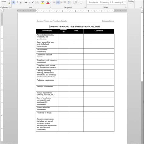 Engineering Procedure Template Engineering Design Procedures