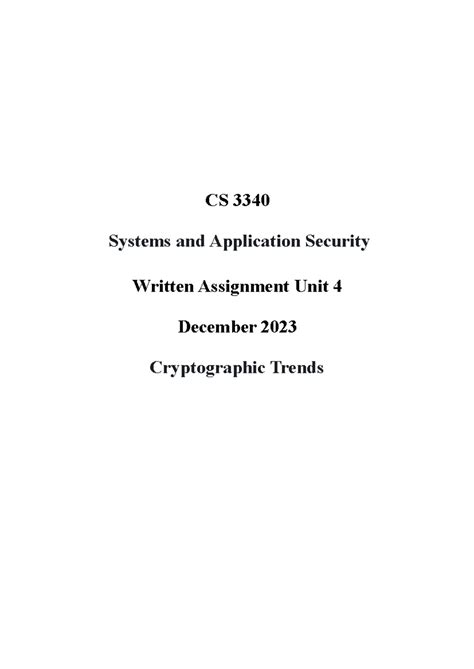 Cs3340 Written Assignment Unit 4 Cs 3340 Systems And Application