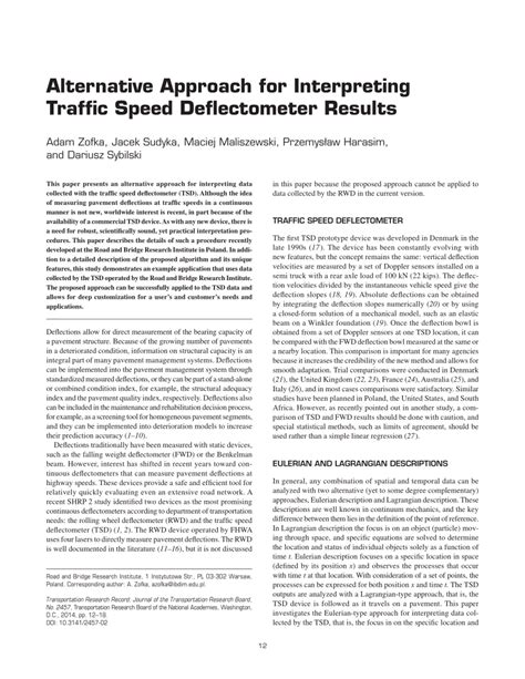 Pdf Alternative Approach For Interpreting Traffic Speed Deflectometer