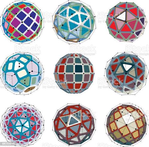 원근 기술 셰이프 다각형 와이어 프레임 개체 컬렉션의 집합입니다 통신 기술 주제에 대 한 설계 구조로 사용 하기 위한 추상