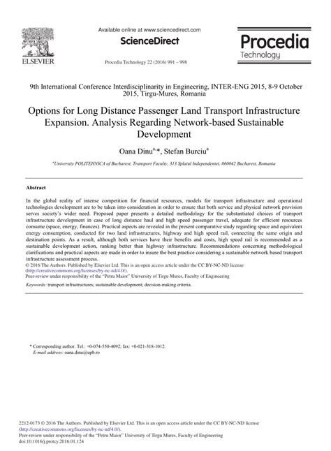 Pdf Options For Long Distance Passenger Land Transport Infrastructure