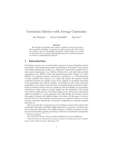 Pdf Correlation Matrices With Average Constraints