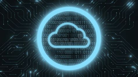 Cyber Security Concept Cloud With Running Binary Code And Circuit