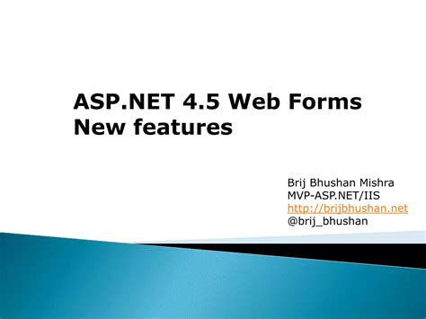 asp 4 5 webforms ppt