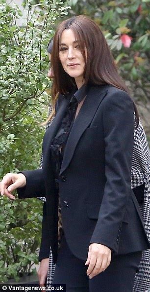 Monica Bellucci Braless In Sheer Blouse For Lunch Date With Friends
