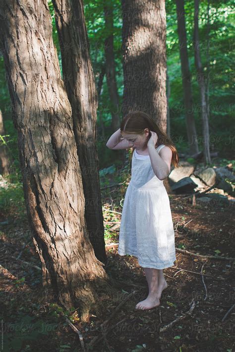 Tween Girl In The Woods