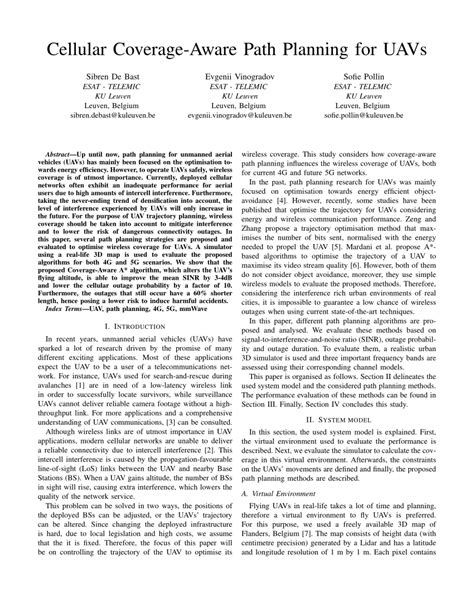 Pdf Cellular Coverage Aware Path Planning For Uavs