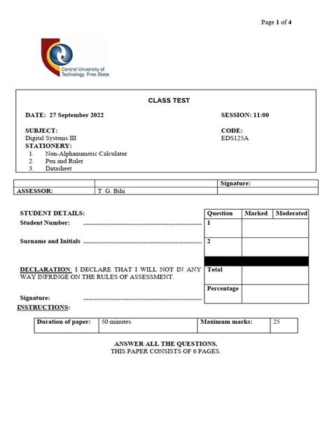 Tuesday Class Test Memo Pdf Electrical Engineering Electrical Circuits