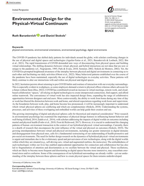 Pdf Environmental Design For The Physicalvirtual Continuum