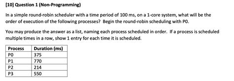 Solved 10 Question 1 Non Programming In A Simple