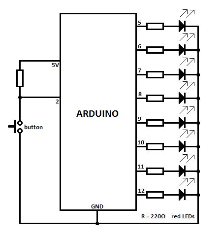 Arduino Bit Binary LED Counter ElectroSchematics Com