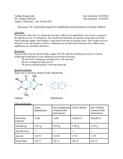 Module 7 Lab Report Cynthia Kligensmith Lab Conducted 309 Ta