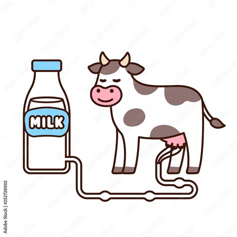 Cute Cartoon Cow Milking Stock Vector Adobe Stock