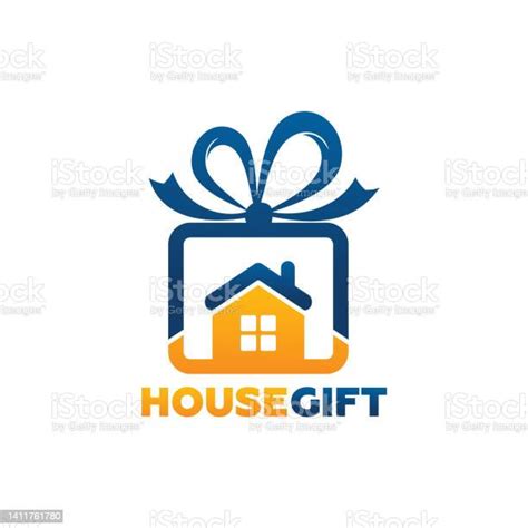 집 선물 로고 템플릿 디자인 벡터 엠블럼 디자인 개념 창조적 인 기호 아이콘 개념에 대한 스톡 벡터 아트 및 기타 이미지