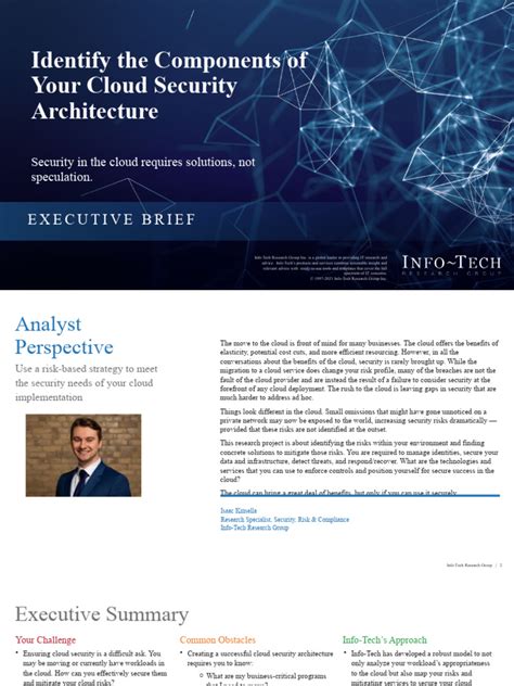 It Identify The Components Of Your Cloud Security Architecture Executive Brief Pdf Cloud
