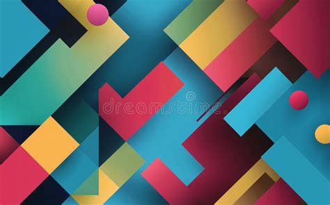 Generative Ai Vibrant Geometric Shapes Abstract Background With Overlapping Elements Stock