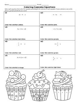 Practice Activity Solving Two Step Equations Coloring Worksheet Tpt