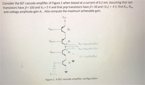 Solved Consider The Bjt Cascode Amplifier Of Figure 1 When