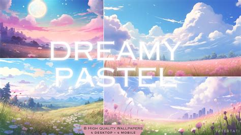 Dreamy Pastel Paradise Digital Wallpaper Pack 8 Aesthetic Lofi And