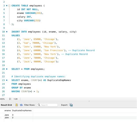 🔹 Sql Fun Write A Query To Find Duplicate Employee Names We Can Use `count` Function And